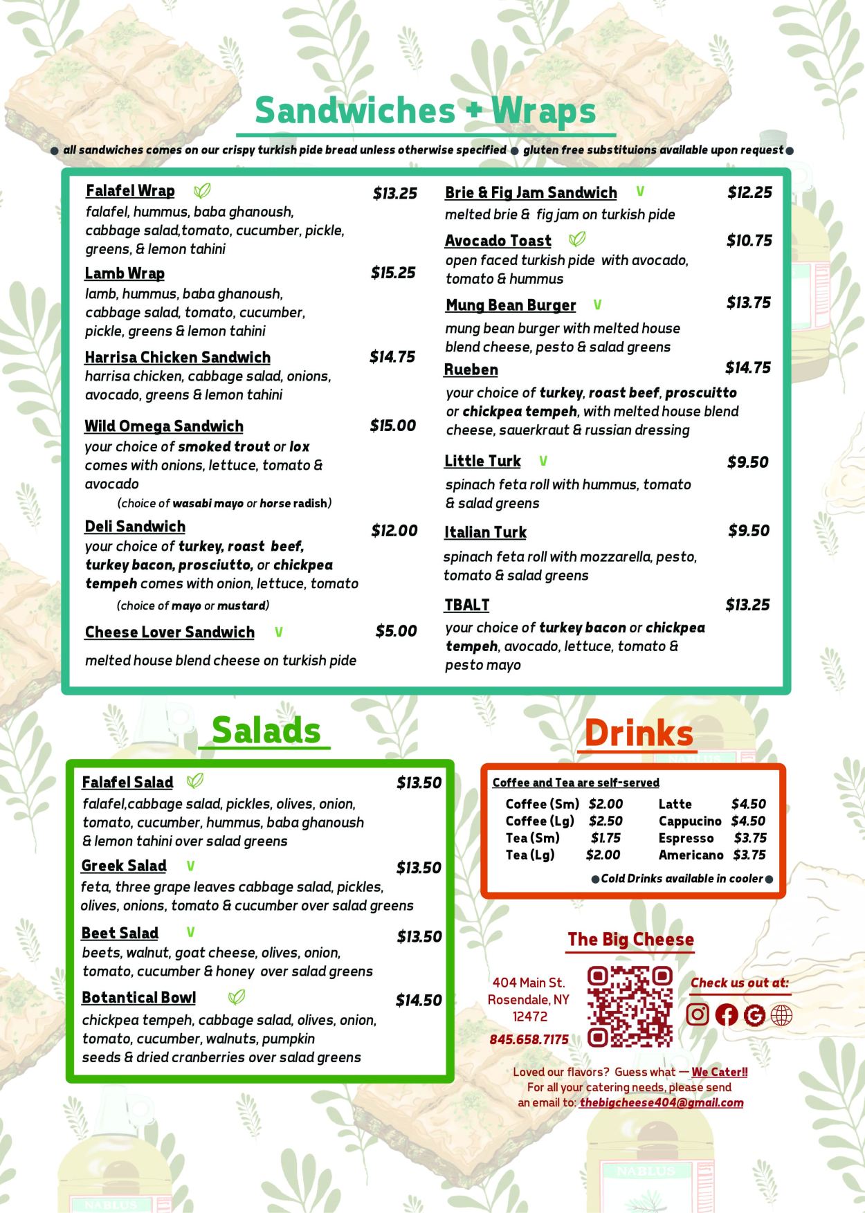 Menu | The Big Cheese, Rosendale